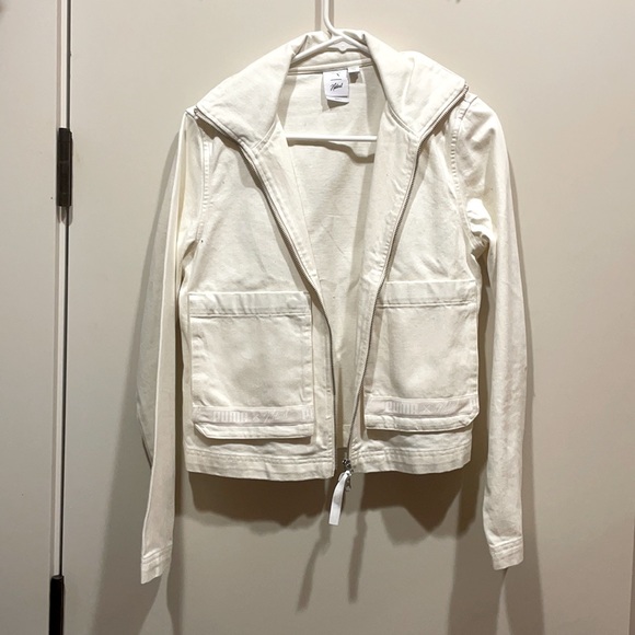 Puma | Jackets & Coats | Puma White Cotton Jacket Worn Once | Poshmark